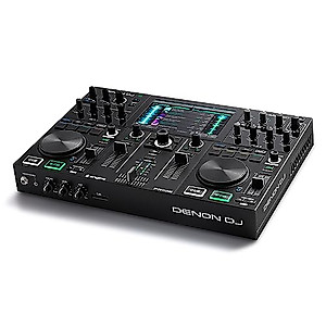 Denon DJ PRIME GO – Portable DJ Controller and Mixer with 2 Decks, WIFI Streaming, 7-Inch HD Touchscreen, DJ Set with Lights Control and Rechargeable Battery