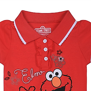 Sesame Street Elmo Girls’ Polo Dress for Infant and Toddler – Red/White