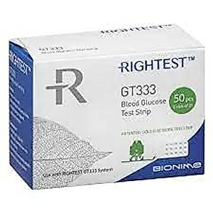 BIONIME RIGHTEST GT333 Blood Glucose Test Strips for use with RIGHTEST GT333 Meter - Blood Sugar Monitoring for Diabetics, Box of 50