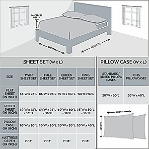 Purity Home 400 Thread Count 100% Cotton Sheets, Cooling Percale Queen Light Gray Sheet Set, with Elasticized Deep Pocket Bed Sheets, Hotel Luxury 4 Piece Queen Size Bedding Set - Queen, Light Gray
