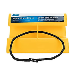 Camco Super Wheel Chock with Rope - Helps Keep Your Trailer in Place So You Can Re-Hitch - (44475) , Yellow