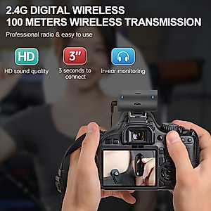 LENSGO 318C II 2.4GHz Dual Clip on Wireless Lavalier Microphone for DSLR/SLR Camera Camcorder iPhone Android Rechargeable Lapel Mic for Video Recording Interview TikTok YouTube Live Streaming -W