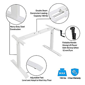 UNICOO – Primum Quality 55.12 x 27.6 Inch Crank Height Adjustable Standing Desk, Sit to Stand up Desk, Home Office Computer Table (White Frame/Ancient Oak Top-55IN-Crank)