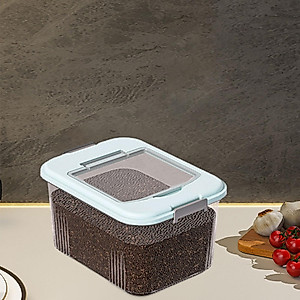Fenteer Grain Rice Storage Container, Large Sealed Grain Container with Measuring Cup Rice Storage Bin for Nuts Rice, 7.5KG Blue