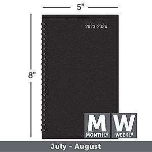 2023-2024 Office Depot® Brand 14-Month Weekly/Monthly Academic Planner, 5" x 8", 30% Recycled, Black, July 2023 to August 2024