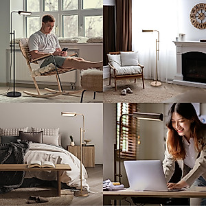 O'Bright Cedric Adjustable Pharmacy Floor Lamp - Industrial Design for Reading, Crafting, Work - 10W LED, Height 45-61 inches - Ideal for Living Room, Bedside, Office - Antique Brass