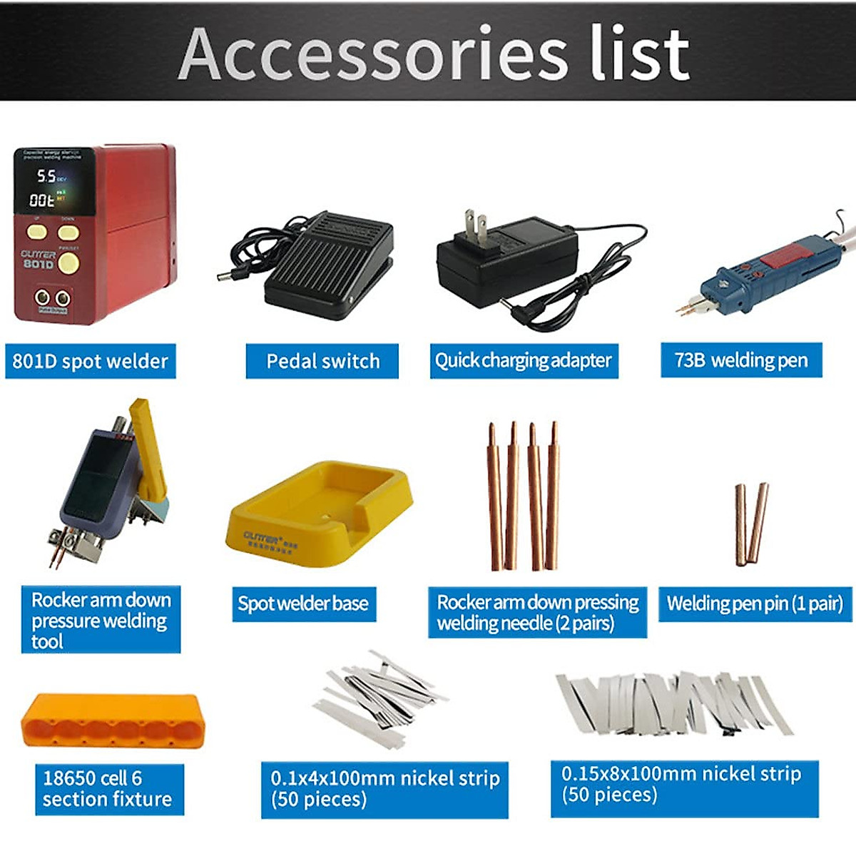 ZWJABYY Industrial Energy Storage Battery Welding Machine,801D Battery Spot Welder,12Kw Pulse Spot Welder,Mini Portable Precision Battery Welding Equipment 110V-220V