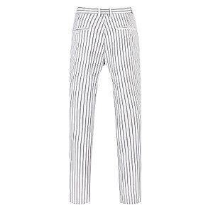 Mens 3 Piece Pinstripe Suit Slim Fit Casual Dress Suits Blazer + Vest + Pants US Size 32 White