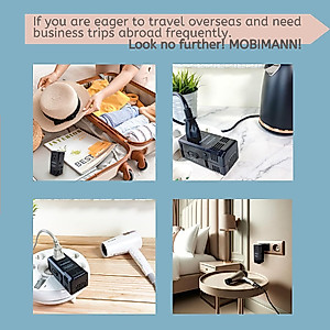 Dual Wattage International Travel Voltage Converter Step Down 220V to 110V Voltage Power Converter for Curling Irons, Steam Iron Hair Dryer from US to Europe Australia UK Malta Over 150 Countries