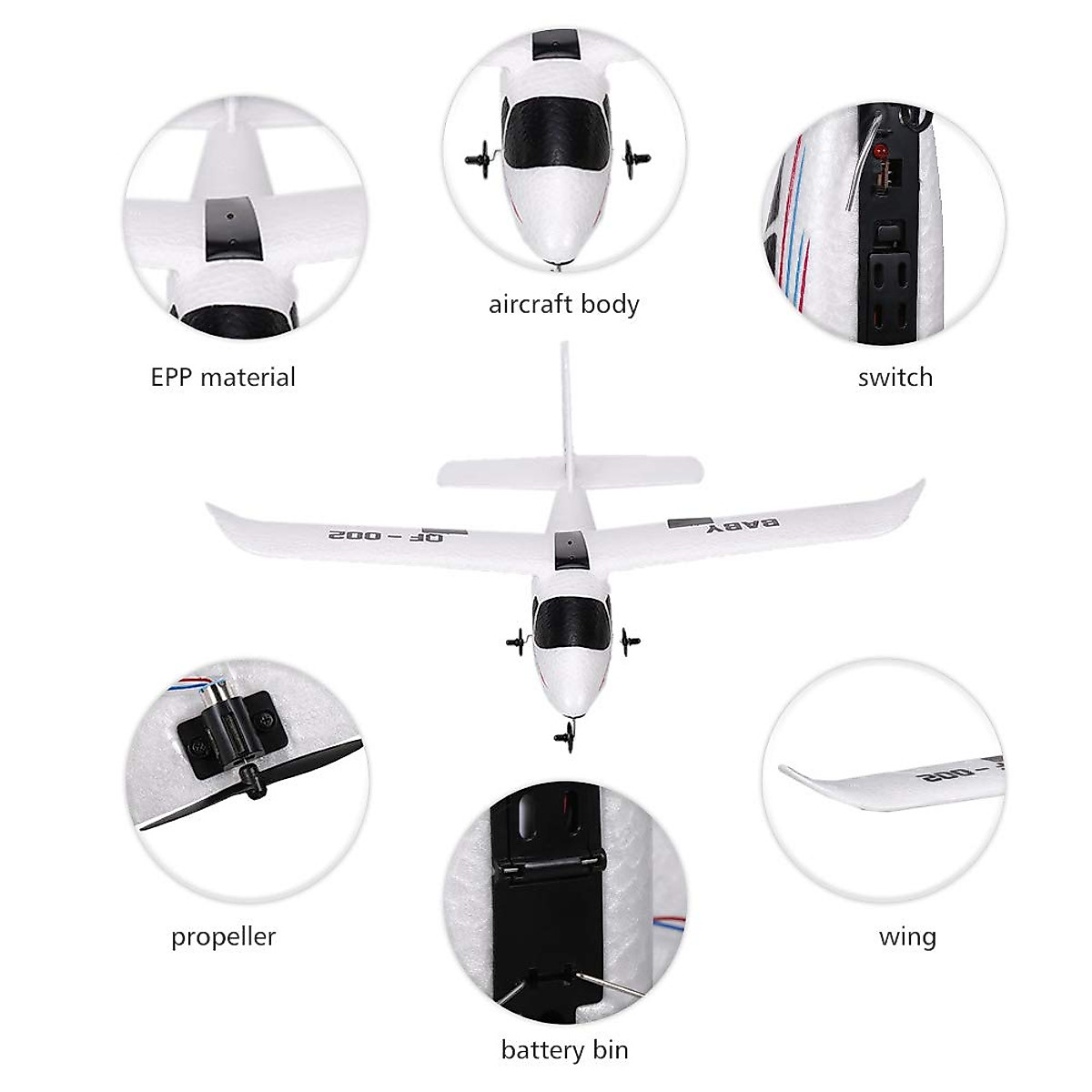 GoolRC QF002 RC Airplane, 2.4Ghz 2 Channel RC Plane Ready to Fly, Durable EPP Foam DIY Remote Control Airplane Toy Built-in Gyro, Easy to Fly RC Aircraft for Beginners Kids and Adults