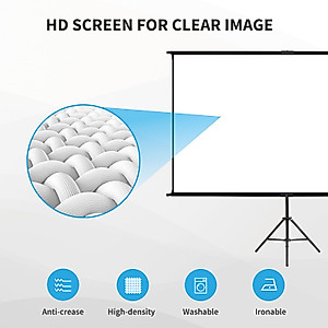 Portable Projector Screen with Stand, 100 inch 16:9, Outdoor Projector Screen, 2 in 1 Projection Screen, Foldable, Ironable and Washable, Idea for Home Cinema, Business, Backyard Party, Game.