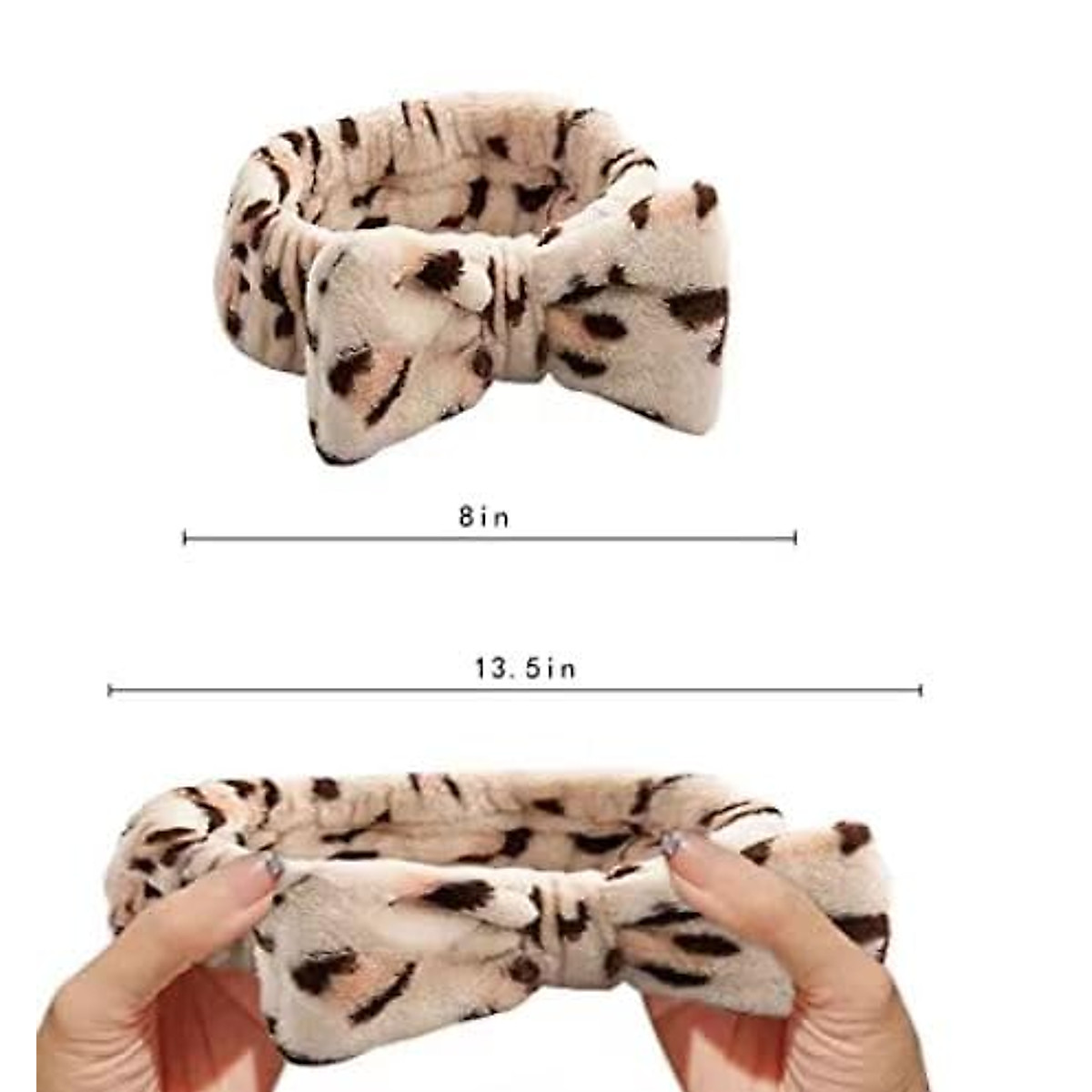 BAGLEV Spa Headband Makeup Spa Headband for Women Microfiber Coral Fleece Bow Hair Band Stretchable Elastic for Women Girls Shower Washing Face Makeup Birthday Gifts