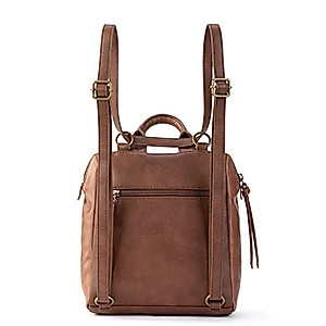the sak Women's Loyola Mini Convertible Backpack in Leather, Teak Leaf Embossed, One Size