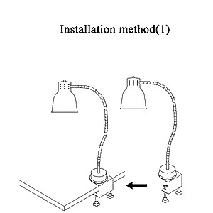 KOUWO Single Bulb Food Heat Lamp with Clamp Food Warmer Infrared Warming Light for Food Restaurant Catering Kitchen Carving Station Event