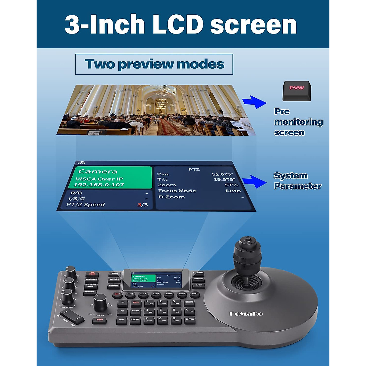 FoMaKo PTZ Camera 30X Optical Zoom HDMI PTZ Bundle with PTZ Controller PoE Keyboard,Contains 2 Items(FMK30SDI+KC608)