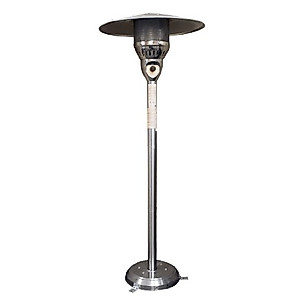 Hiland NG-WSS Tall Natural Gas Patio Heater, 41,000 BTU, 33" Heat Shield, Built In Ground Fixtures, Stainless Steel, Silver