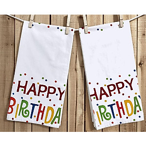 Happy Birthday Kitchen Towels Dish Towels, 18 x 28 Inch Birthday Party Holiday Tea Towels Dish Cloth for Cooking Baking Set of 2