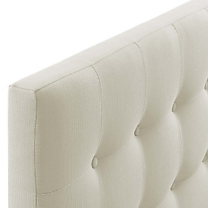 Modway Emily Tufted Button Linen Fabric Upholstered Queen Headboard in Ivory
