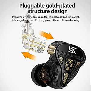 YINYOO KZ DQS in Ear Monitor Headphone, Metal Dynamic HiFi Wired Earbuds Semi-Open IEMS Earphone, Music Travel Sports Game Deep Bass Earphone with Detachable Cables