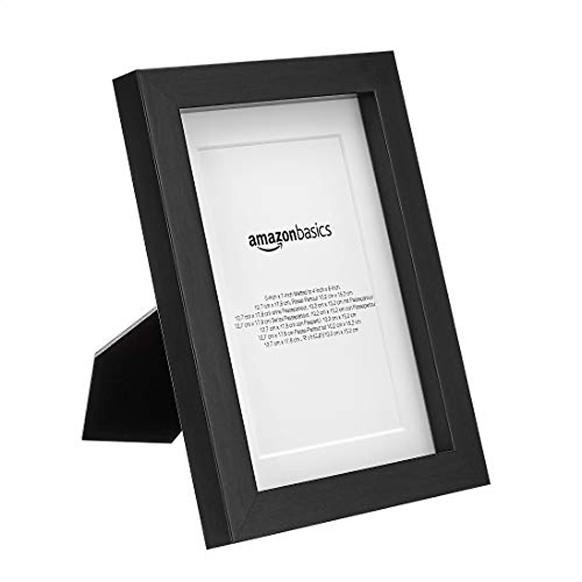 Amazon Basics 5" x 7" Rectangular Photo Picture Frame or 4" x 6" with Mat, 2-Pack, Black