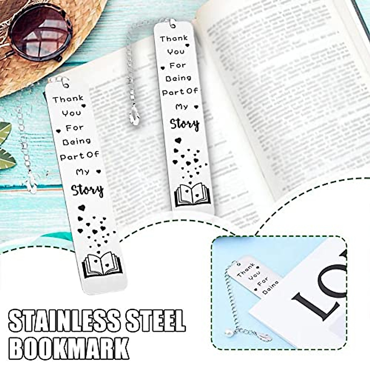 WNPXQNT DHliIQQ Steel Reading Bookmarks,Thank You Appreciation Gift for Women Tassel Men Collea Bookmark for Coworker with