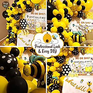 Bee Balloon Arch & Garland Kit - Mixed Yellow and Black Balloons for Bumble Bee Party - What Will It Bee Gender Reveal, Honey Bee Baby Shower, Happy Bee Day, Bee Birthday Party Decorations & Supplies
