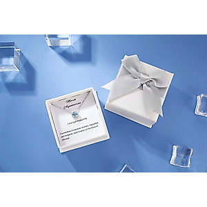 Presentski March Birthstone Necklace for Mom Aquamarine Necklace Mother's Day Gifts for Women Grandmother Necklace