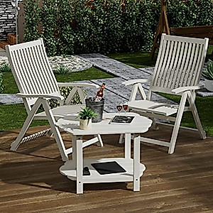 FERFALDER Adirondack Patio Table-2 Tier Outdoor Side Table White Balcony Table for Garden Pool