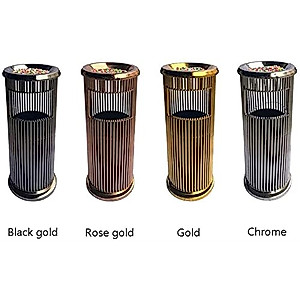 SCUUBE Trash Bin Trash Can Wastebasket Stainless Steel Trash Can with Inner Barrel Standing Ashtray Bucket Waste Can Hotel Bathroom Outdoor Office Recycling Bin Garbage Can Waste Bin (Color : A-Gold)