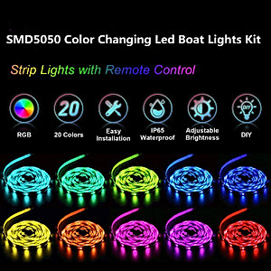 Vbakor Led Strip Lights Boat Lights, 32.8FT Marine Pontoon Boat Lights, Waterproof Boat Deck Lights, Multi-Color Boat Interior Lights for Pontoon Jon Bass Boat, Night Fishing Boat Lights