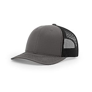 Richardson 112 Trucker OSFA Baseball Hat Ball Cap, Charcoal/Black