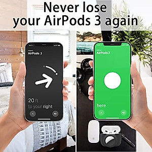 2 in 1 Protective Case Combo Set Compatible for Apple AirPods 3(2021) AirTag, GPS Tracker Holder with 2 PCS TPU Screen Protector&Keychain, Soft Silicone Anti-Lost Anti-Scratch Skin Cover(Black)