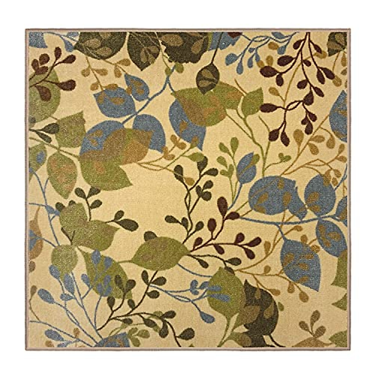 House, Home and More Skid-Resistant Carpet Indoor Area Rug Floor Mat – Botanical Daydream – Golden Beige – 3 Feet X 3 Feet