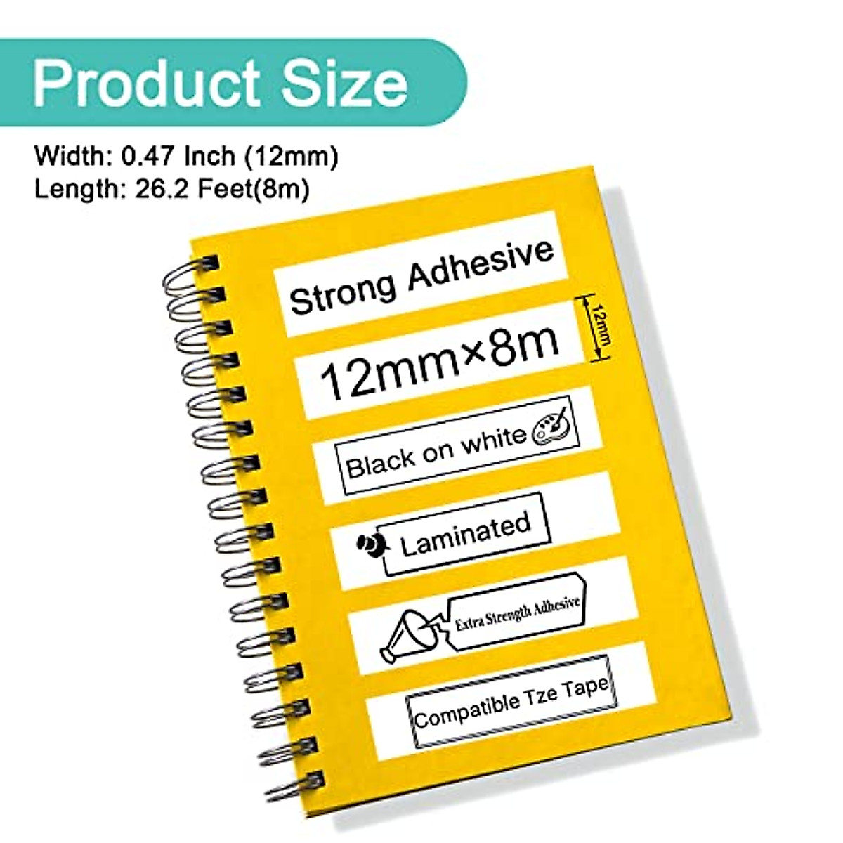 NineLeaf 2 Pack Compatible for Brother P-Touch Label Maker Tape TZe TZ Tape TZe-S231 TZe-231 TZ-231 Laminated 12mm 0.47 Inch Black on White Label Tape for PT-D210 H110 D200 D220 D400 D410 D600 1880
