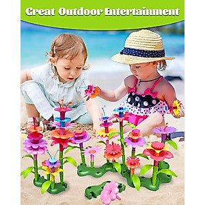 Gojmzo Toys Gifts for 2 3 4 5 Year Old Girl, 52 PCS Flower Garden Building Toys, Toddler Girl Toys 2-3, Christmas Toys Gifts for Kids Girls Age 2-4 3-5