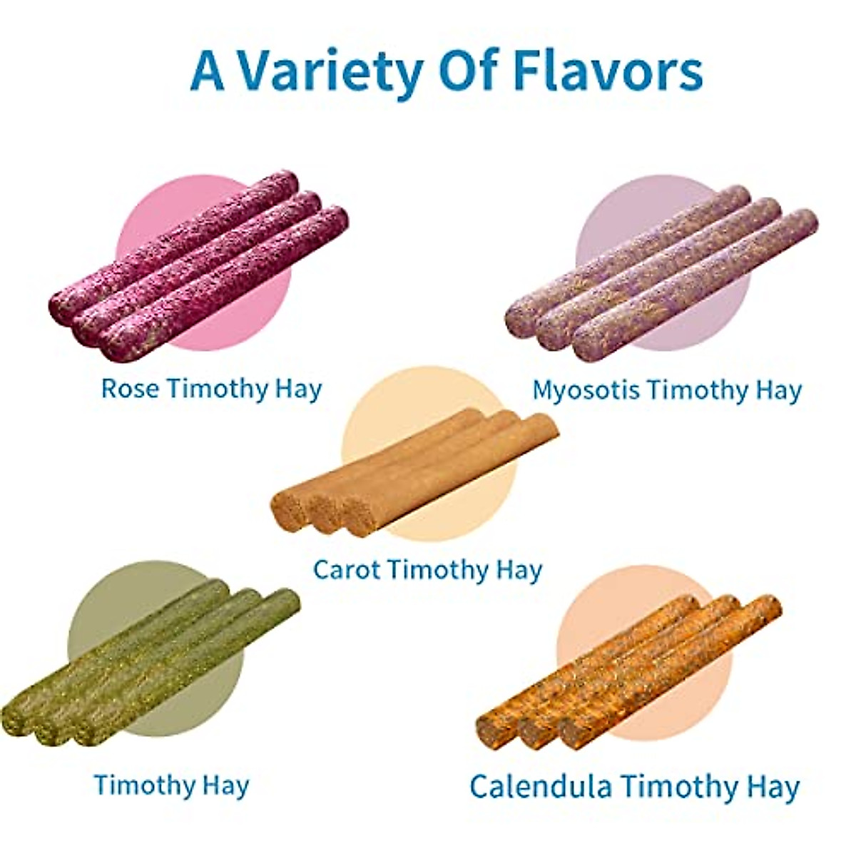 TEEMEE 320g Timothy Hay Sticks, Small Animal Chew Toys for Rabbit, Guinea Pig, Chinchilla, Rat, Gerbil, Hamster, Natural Teeth Grinding Toys, Handmade Treats