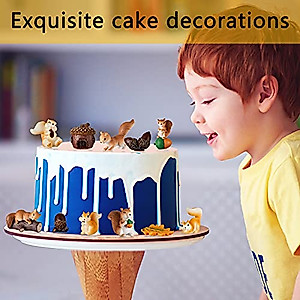 14 Pieces Miniature Squirrel Figurine Squirrel Cake Toppers Mini Fairy Figurine Squirrel Collection for Landscape Garden DIY Terrarium Cake Decoration