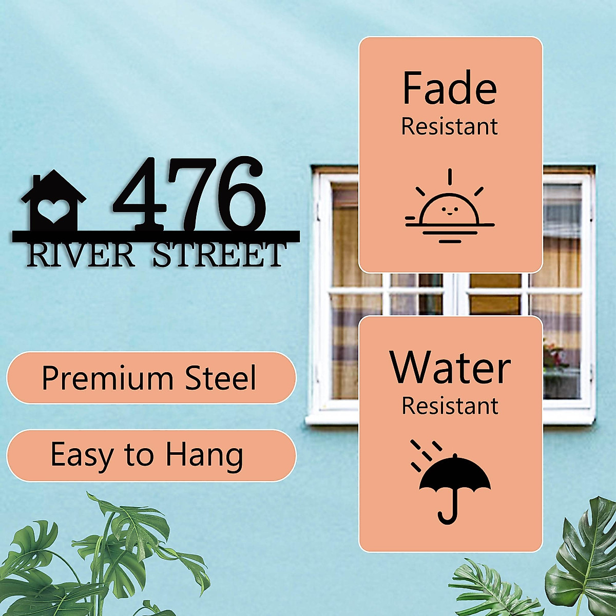 MINYASUN Custom House Number Sign - Personalized Metal Address Sign - House Number for Outdoor - Address Number Plaque - Home Numbers - Housewarming Gift