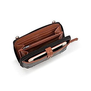 The Sak Iris Smartphone Crossbody Purse - Women's Cellphone Bag & Wallet For Everyday - Convertible Wristlet With Zipper in Black Oynx/Leather