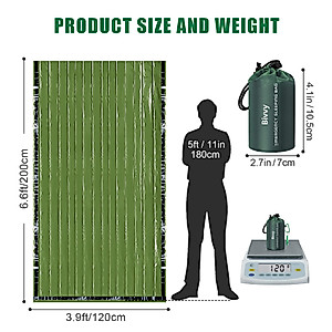 Timok Emergency Sleeping Bags Thermal-Emergency-Blankets 2 Packs Ultralight Space Blankets Survival Waterproof Outdoor Gear for Hiking, Camping, First Aid Kits, Green