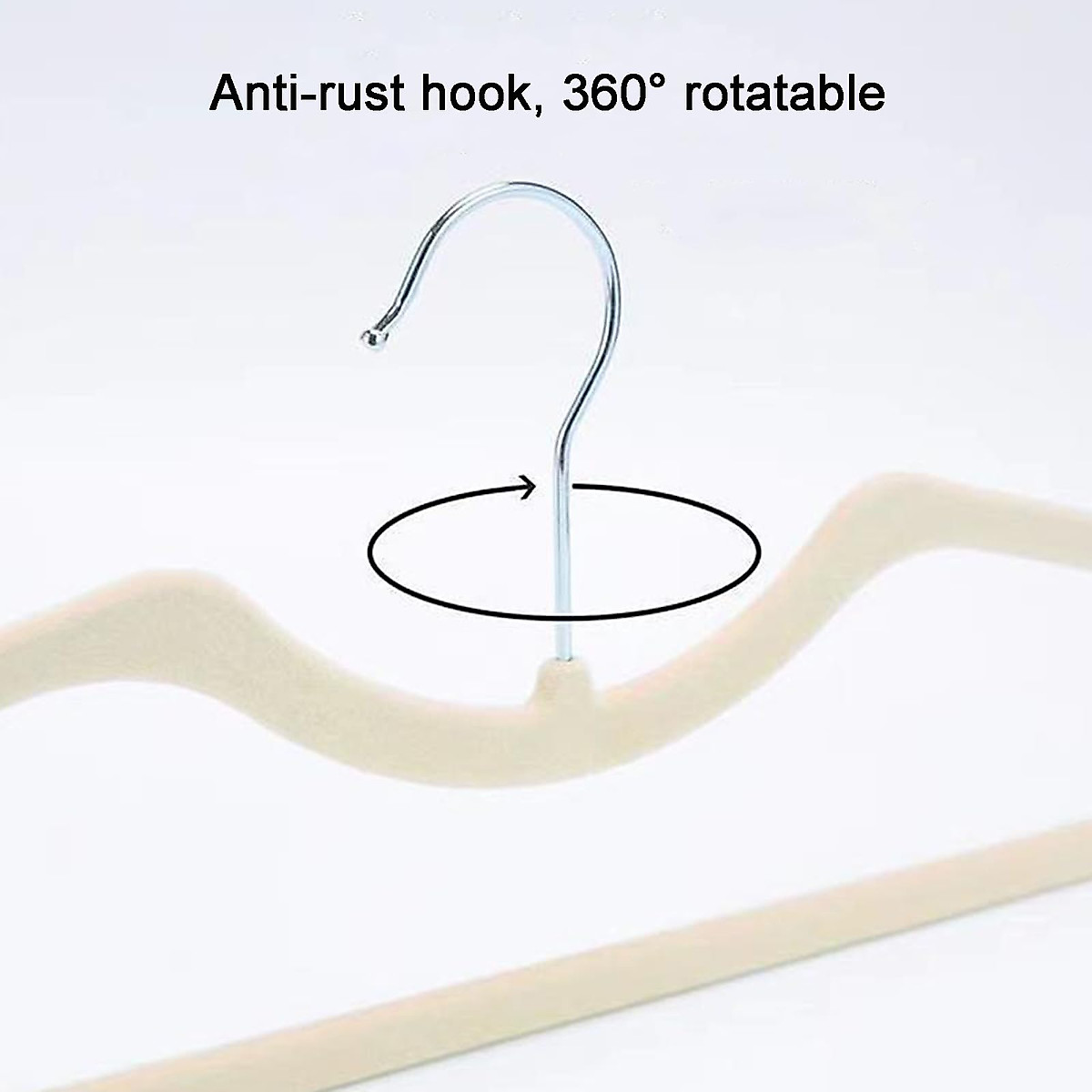 CUTSKY Velvet Hangers 50 Pack, Ultra Slim & Short Neck Hanger, 360 Swivel Hook, Space Saving Durable Non-Slip Felt Hangers,Beige b