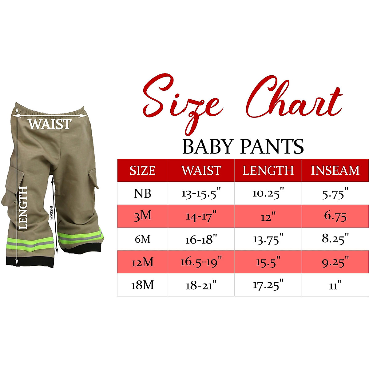 Fully Involved Stitching Firefighter Tan/Yellow Baby Turnout Pants (18 Months)