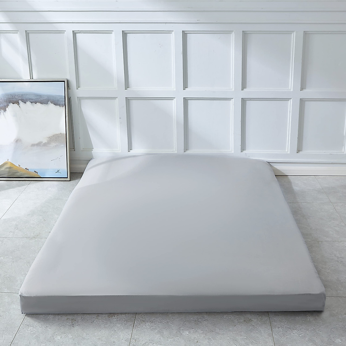 Heimorn Japanese Floor Mattress Futon Mattress, Thicken Sleeping Mattress Foldable & Portable Roll up Camping Mattress with Dust-Proof Cover, Gray Full,Grey