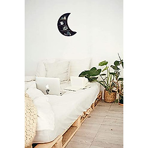 Maduxy Wooden Crescent Moon Shelf - Moon Wall Decor Crystal Display Shelf, Rustic Boho Decor, Unique Shape Moon Phase Shelves for Crystals and Stones