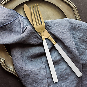 Hampton Forge Marion White Enamel & Gold Pvd18/10 5 Piece Set, 0.80 LB, Multi