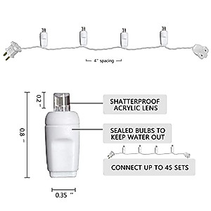 1001 LightSupply UL Certified White Wide Angle LED Christmas String Lights, 17Ft 50 LED Commercial Grade 5MM Christmas Light Set, Connectable String Light for Patio Garden Wedding Holiday (Warm White)