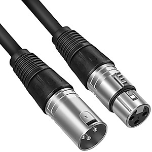 HOSONGIN XLR Cables 3.3 Ft 2 Packs, Balanced XLR Microphone Cable Male to Female 3-PIN XLR Mic Cords DMX Cables 3.3 Feet, Black