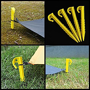 JZTang 12 Pcs 5.7 inch Plastic Stakes Tent Pegs Serrated Edges Yellow Garden Landscape Stakes for Campings Outdoor and Garden Netting Lawn
