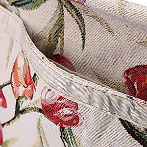 Zerodis Knitting Bag Wood Handle Yarn Storage Crochet Organizer Woven Fabric Storage Bag for Knitting Needles Sewing Tools(Red)