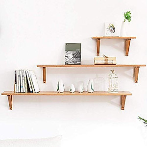 PIBM Stylish Simplicity Shelf Wall Mounted Floating Rack Shelves Solid Wood Simple Tripod Stable Structure Bearing Strong,4 Sizes, Wood , 60x20x8cm